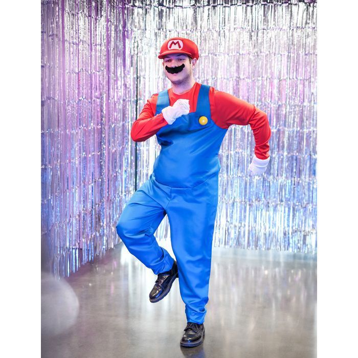 Déguisement adulte Mario - APTAFÊTES - Super Mario Bros - Homme - Noir ...