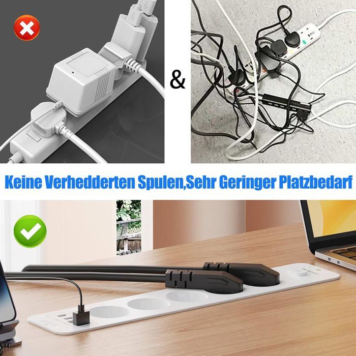 Multiprise encastrable rétractable - ZUUKO - 5 prises Schuko - 4 ports ...