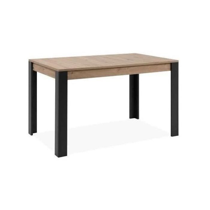 Table extensible - TOLOSA 80A - Décor chêne artisan / Noir - Rectangulaire - 6 / 8 personnes ...