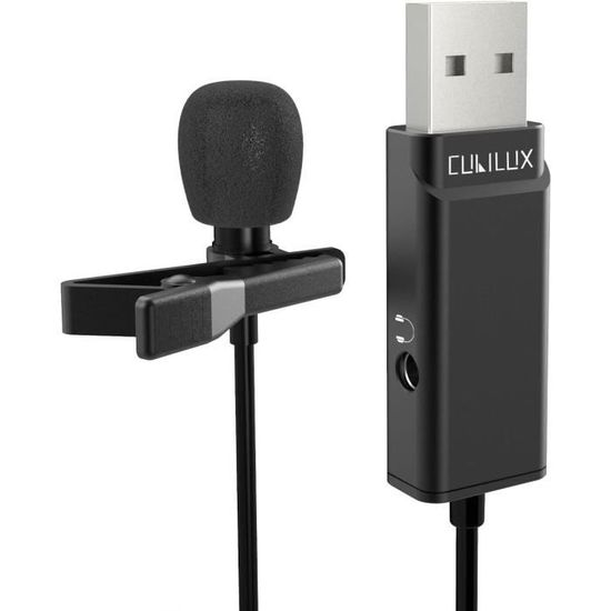 Micro Cravate USB A avec Prise Casque de 3,5 mm pour Surveillance ...