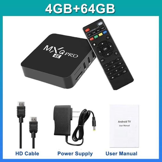 Ue Plug - 4G 64G - Boîtier Smart Tv Android 128, 4k, 8 Go 2.4 Go, Mxq Pro S905l, Récepteur ...