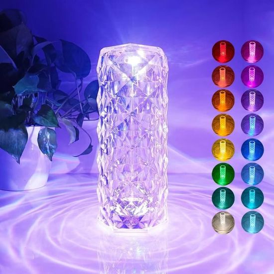 Lampe Cristal À Led Avec 16 Couleurs,4 Modes Usb Lampe En Cristal Avec Télécommande,Lampe De ...