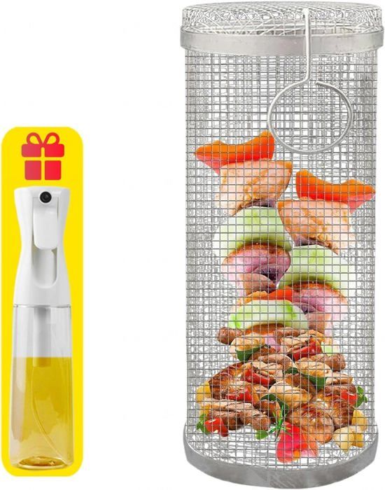 Panier Grill Pivotant Avec Manche Et Fourchette Panier Brochette ...