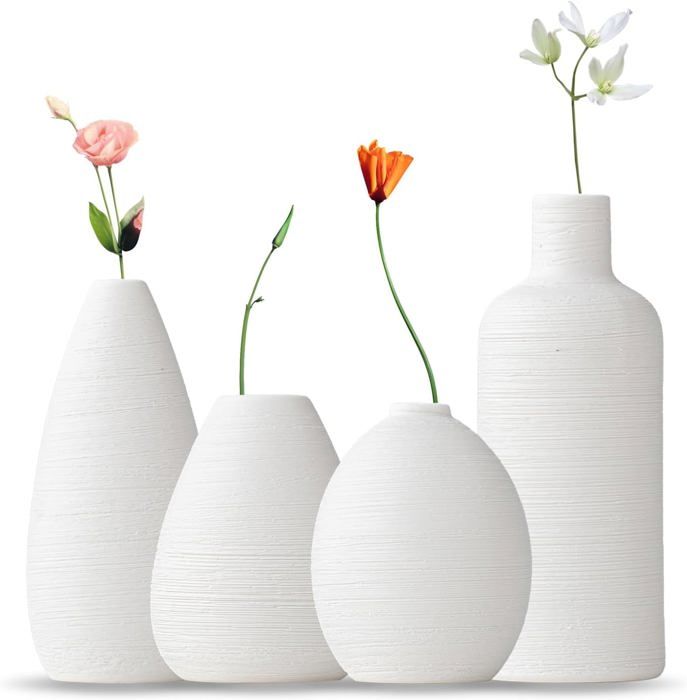 Vase Blanc Moderne En Céramique - Petits Vases À Fleurs Blancs - Pour ...