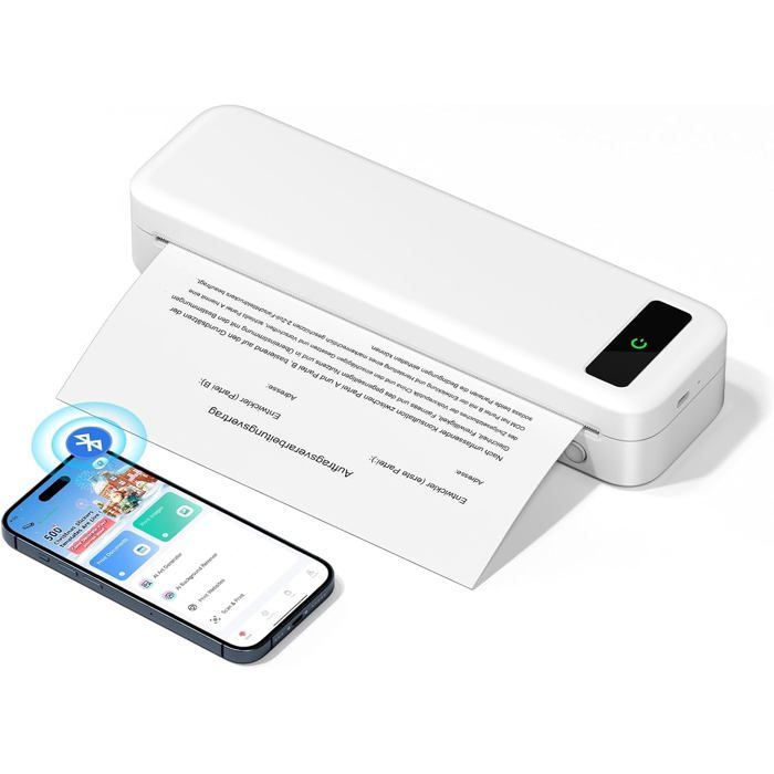 A4 Inkless 300 DPI Portable Thermal Printer Compatible with iOS,Android ...