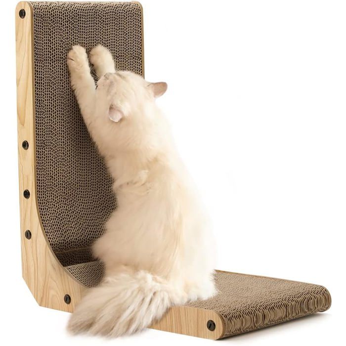 FUKUMARU Griffoir pour Chat, Griffoir Mural en Forme de L de 42 cm ...