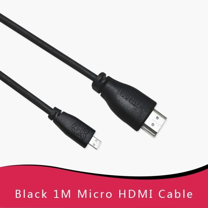 1m - noir - Raspberry Pi 4, Câble Officiel Micro Hdmi Vers Hdmi ...