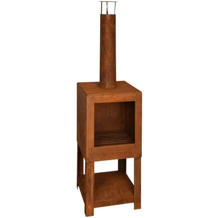 Esschert Design Cheminée d'extérieur avec rangement de bois FF298 ...