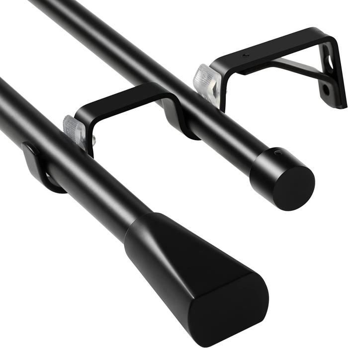 Tringle à rideaux double extensible de 120 à 210 cm de diamètre avec embouts décoratifs pour ...