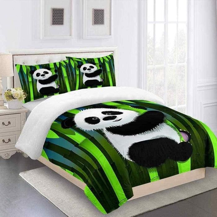 Parure de Lit Panda Animal de la forêt de Bambou Housse de Couette avec ...