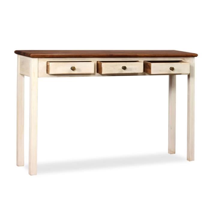 Table console en bois de manguier et Sesham massif avec 3 tiroirs ...
