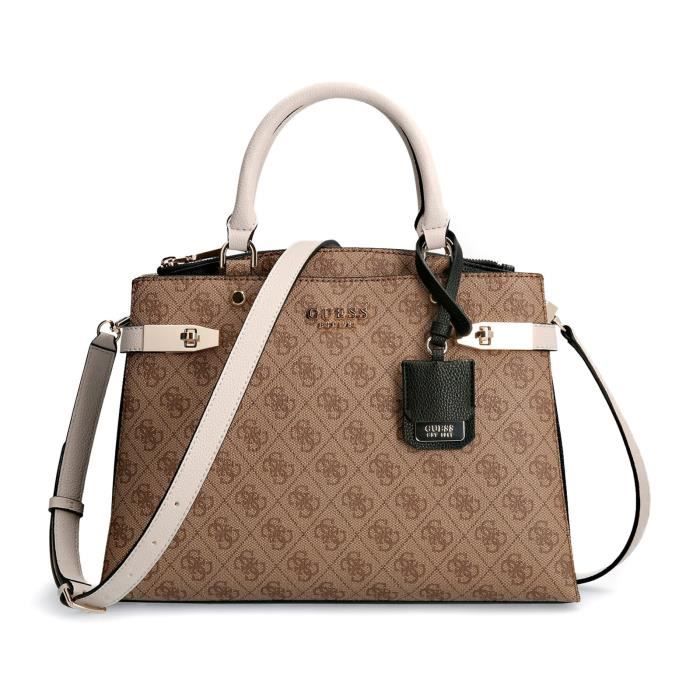 GUESS Zadie Logo Girlfriend Satchel Latte / Black [205313] - sac à ...