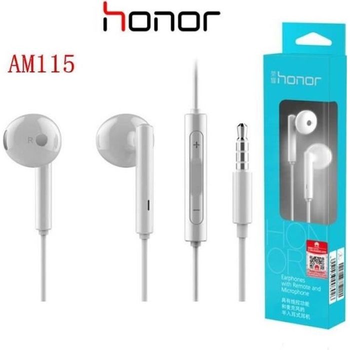 Kit Piéton Intra-Auriculaire - HONOR - AM115 - Écouteurs Confortables - Microphone Intégré ...