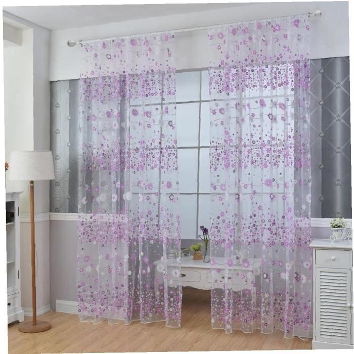 Rideaux de fenêtre Simple Tulle Petits Rideaux floraux Décoration de la maison pour la chambre à ...