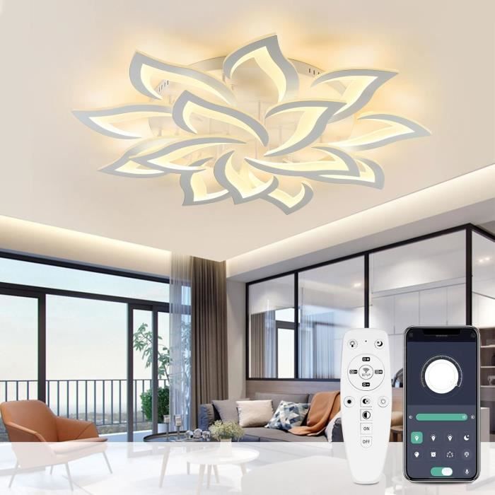 Moderne Lustre Salon Led Dimmable, Luminaire Plafonnier Avec ...