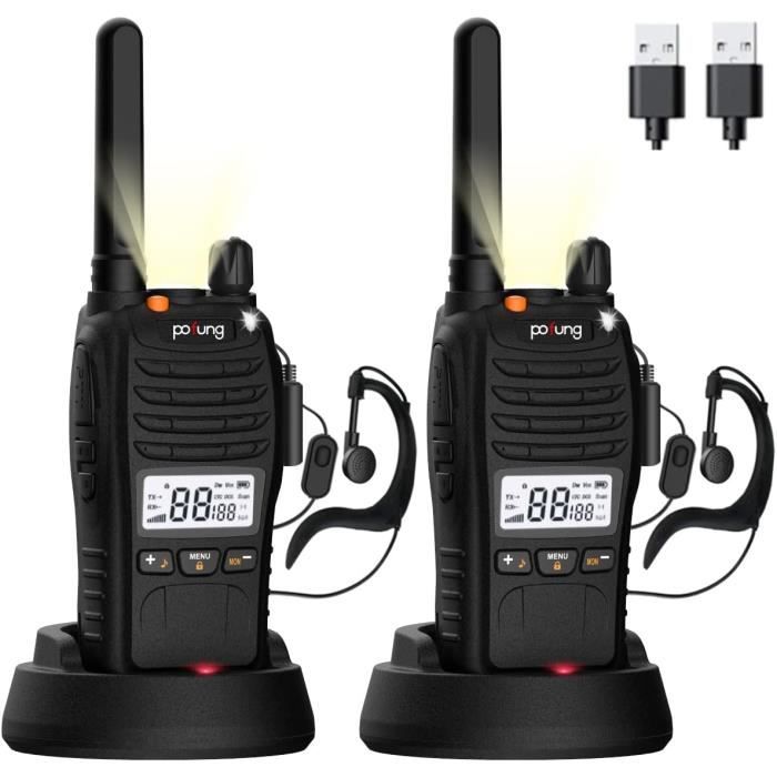 Talkie Walkie Pt88 Pro Pmr446 Sans Licence 16 Canaux, Rechargeable Avec ...