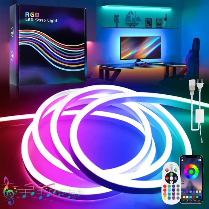 Rgb Ruban Led Néon, 10M Bande Led Ip65 Étanche 220V Dimmable Flexible ...