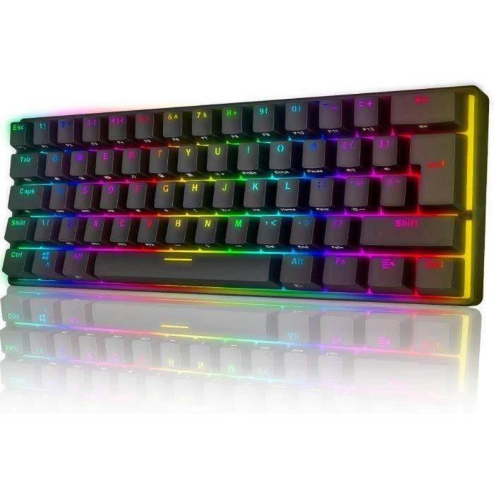 Clavier Gamer QWERTY - 61 Touches Mécaniques - Rétroéclairage LED RGB ...