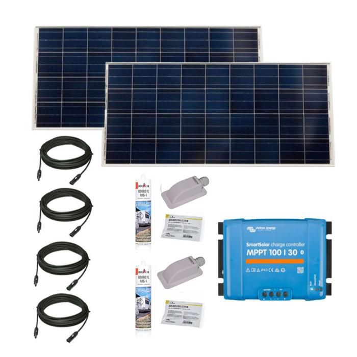 PACK VICTRON 2x Panneaux Solaires Monocristallin 175W + Régulateur MPPT 30A + 4x Câbles 5m + 2x ...