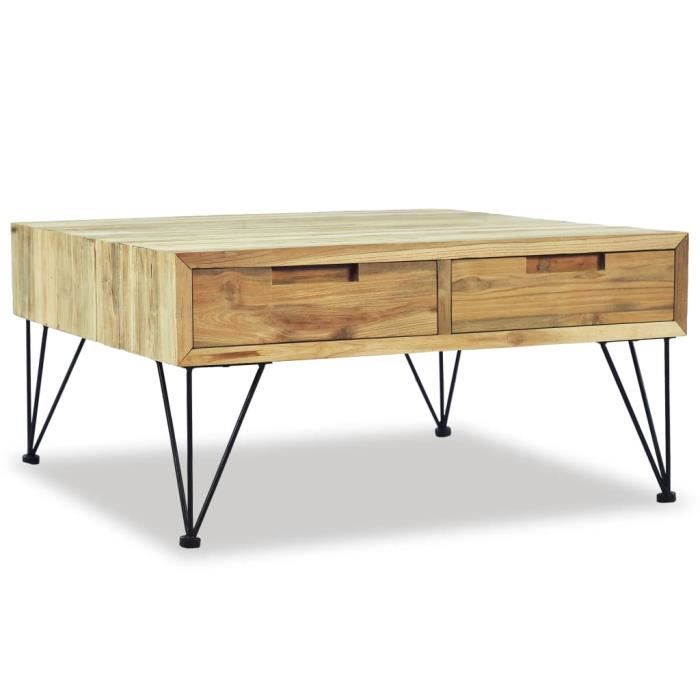 Zerodis Table basse 80 x 80 x 40 cm Teck massif RE388 - Cdiscount Maison