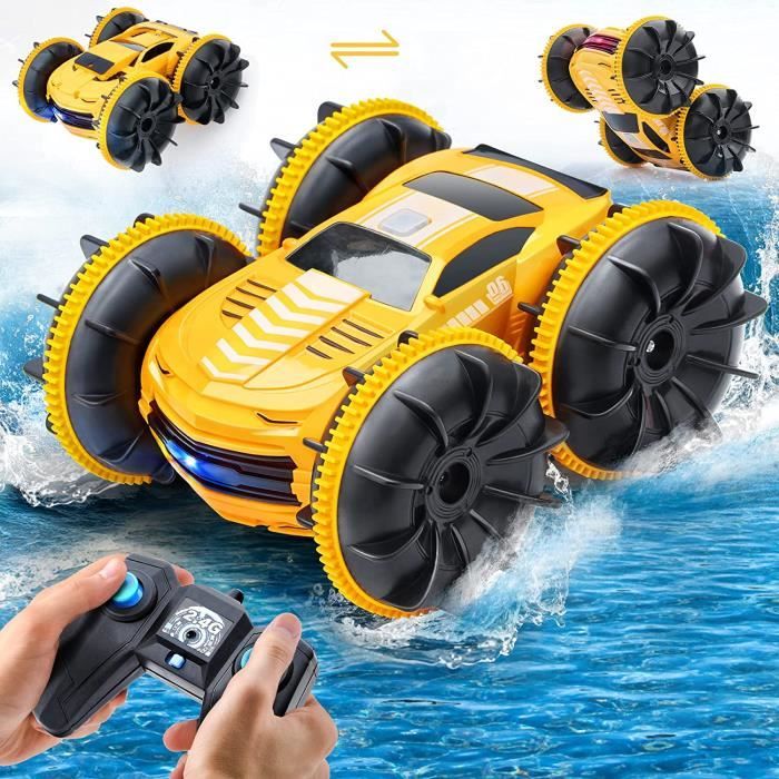 Voiture télécommandée - Voiture Tout-Terrain cascadeuse amphibie étanche - Rotation à 360 ...