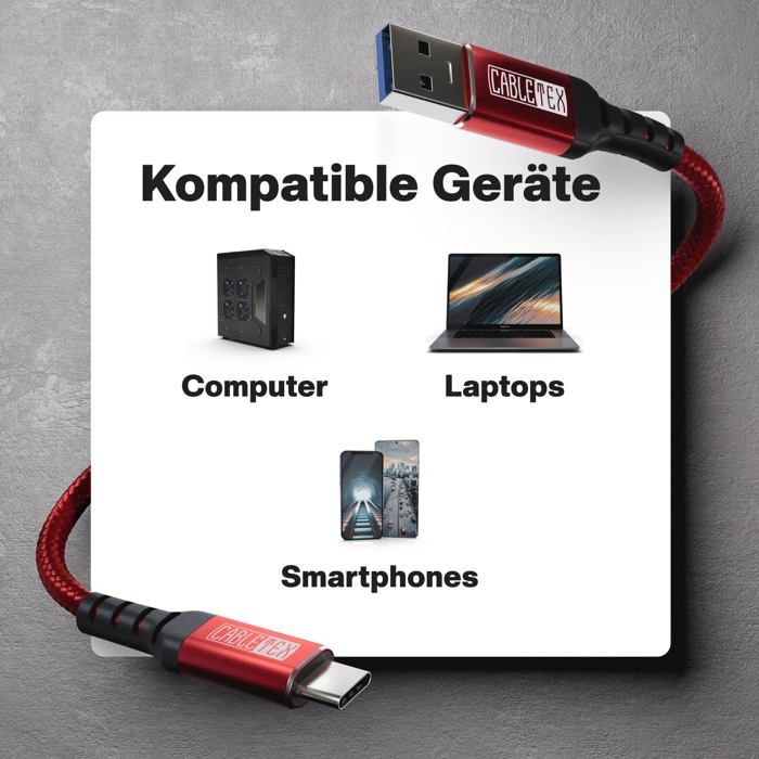 TRAHOO-USB C cable USB 3.2Gen1 type A 1m power and data cord nylon ...