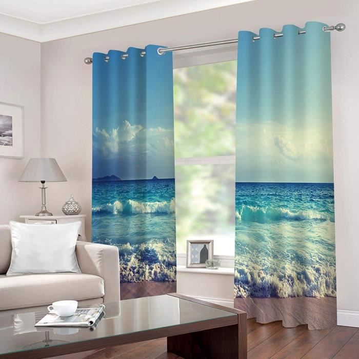 Lot De 2 Rideau Occultant Thermiques Isolants A Oeillets avec Motif ...