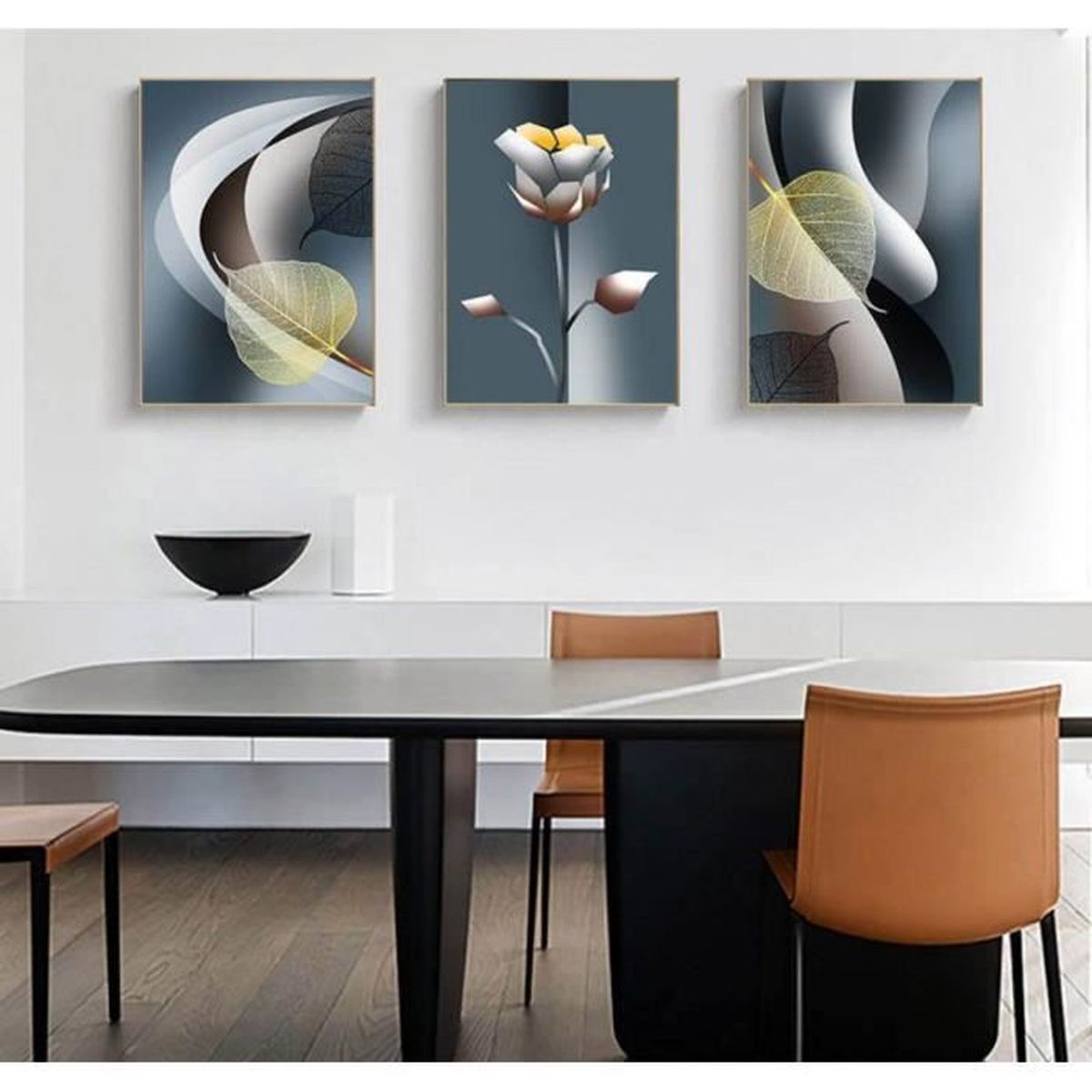 Affiche d'art mural moderne abstraite plante fleur feuille toile ...