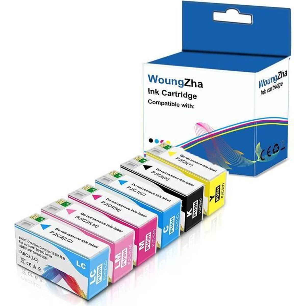 Woungzha PP-100 PP-50 PJIC1 - PJIC6 Cartouche d'encre Compatível com ...