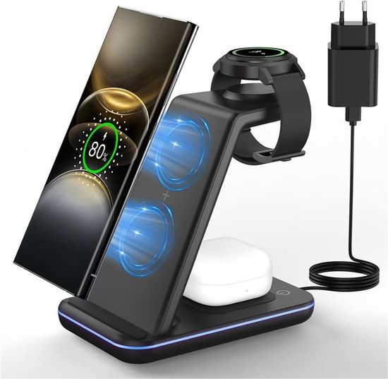 Station De Charge Inductive 3 En 1 Pour Samsung S24/S23/S22/S21/Z Flip ...