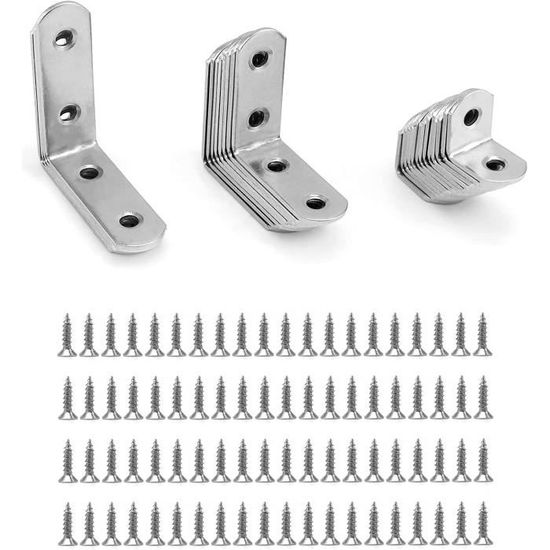 Équerre de Fixation, 28 pièces de 90 degrés équerres d'angle, acier ...