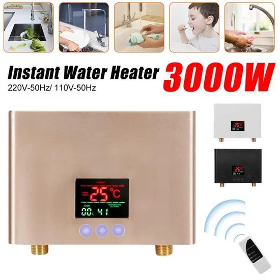 Chauffe-eau électrique - MOMOTOU - 3KW - Mural - Réglage température 30-55℃ - Télécommande LED ...