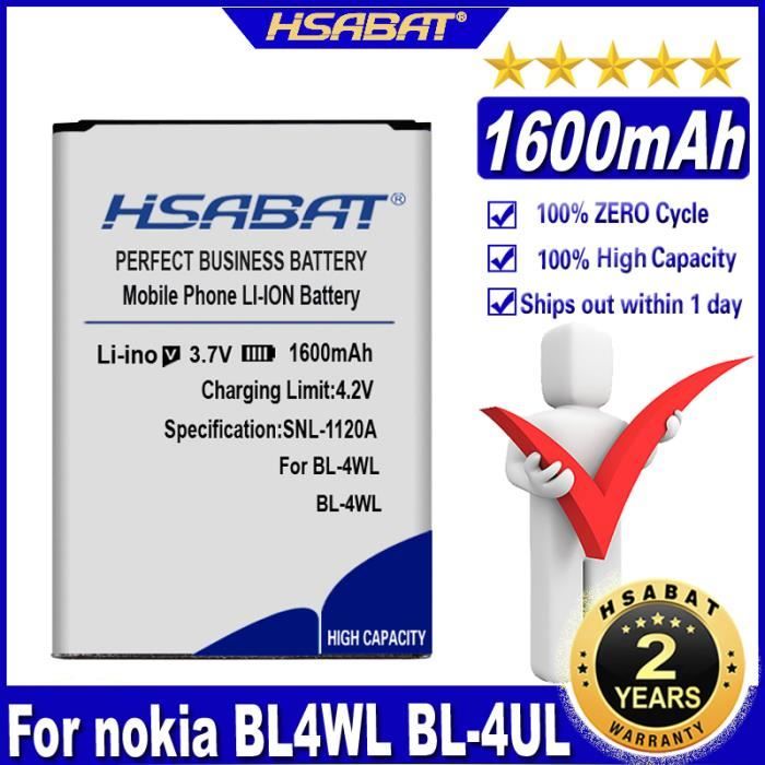 BL-4WL BL-4UL-batterie pour Nokia BL 4UL BL 4WL BL 4XL 1600 2000mAh ...