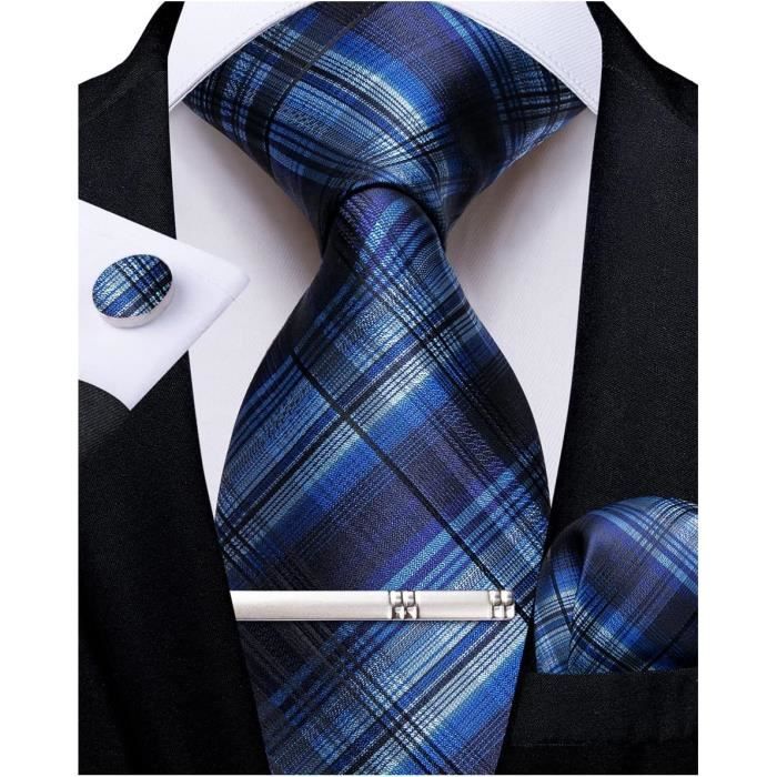 Cravate En Soie Unie Et Poche Carrée De Mariage Boutons De Manchette ...