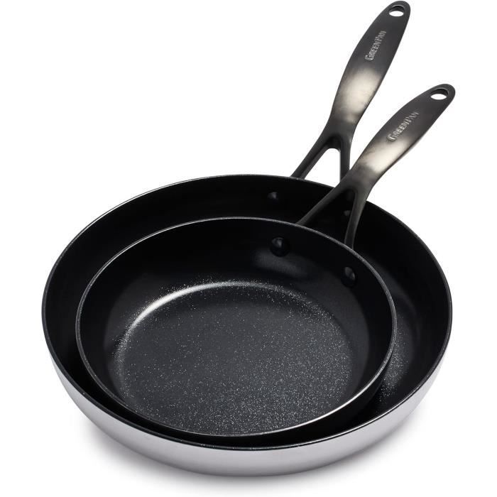 Venice Pro Noir Poêles à Frire Antiadhésives en Céramique Saine de 20 cm et 26 cm, Manche Noir ...