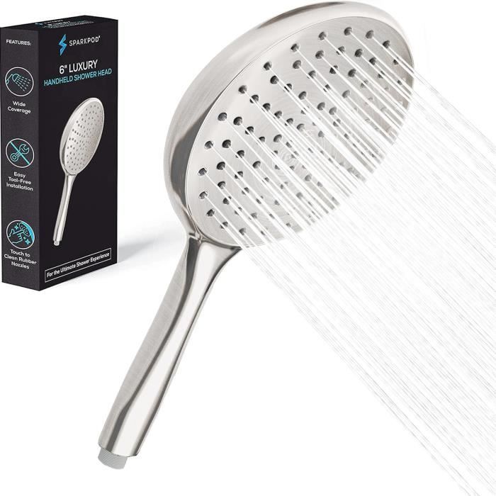 High Pressure Handheld Shower Head Huge 6-Inch Face Rain Shower with ...