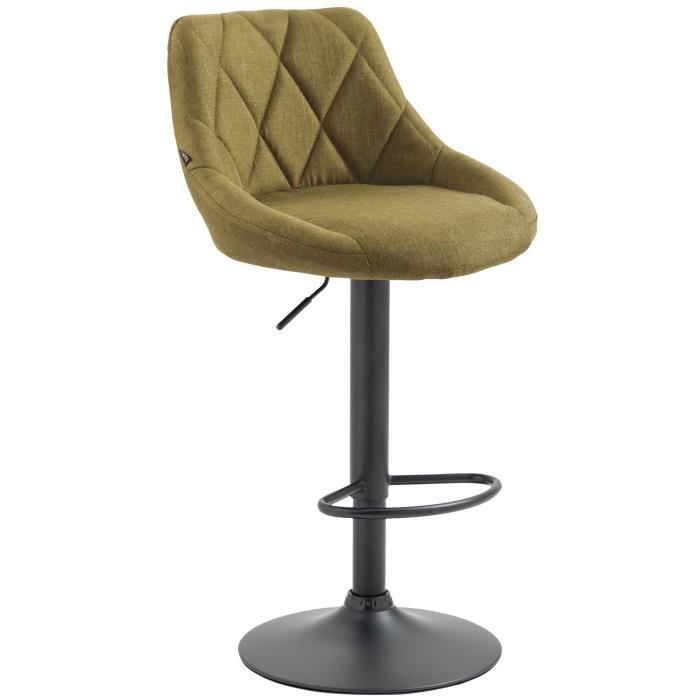 Tabouret de Bar Réglable en Hauteur Lazio en Tissu - CLP - Vert-Noir ...