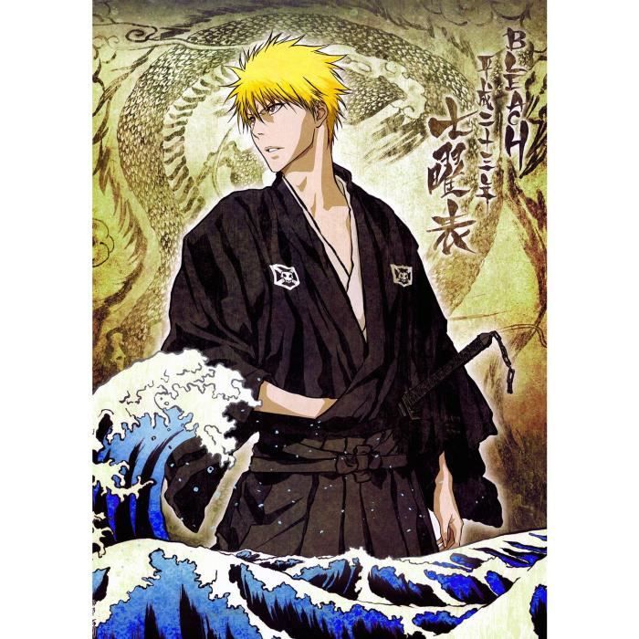 Poster Affiche Bleach Ichigo Kurosaki Vagues Hokusai Japon Manga ...
