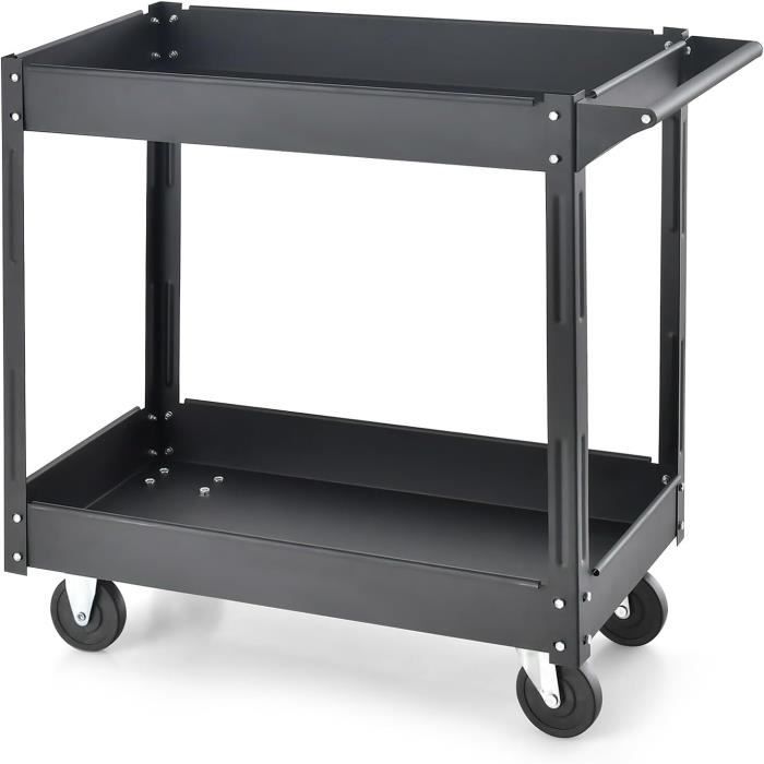 GYMAX Chariot à Outils à 2 Niveaux, Servante de Rangement en Métal ...