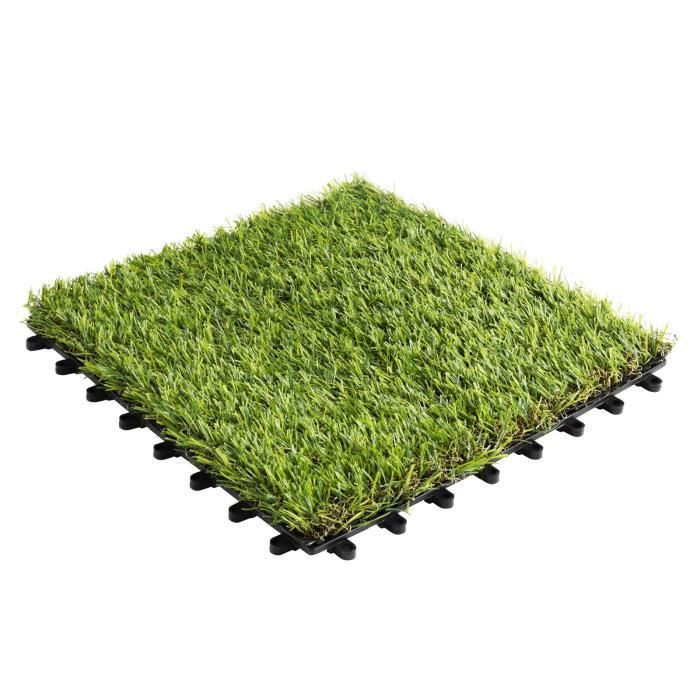 Dalles Terrasse en gazon synthétique Ultra résistant 30 x 30 cm - Cdiscount Jardin