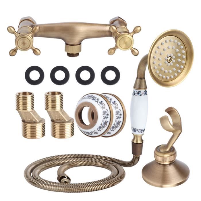 BRIC☀Kit de tuyau de pulvérisateur de tête de douche en cuivre de style ...