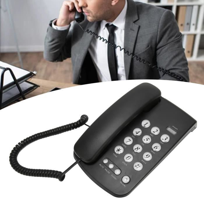 Qiilu Téléphone de bureau Téléphone filaire, fonction Flash mains ...