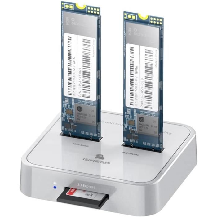 H016Sd 2 Baie Station D'Accueil M.2 Ssd, Usb 3.1 Gen2 10 Gbit-S M.2 Sata - Nvme Double Protocole ...