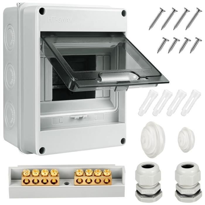 Coffret Electrique Etanche,5 Modules avec Terminaux et Rails Intégrés ...