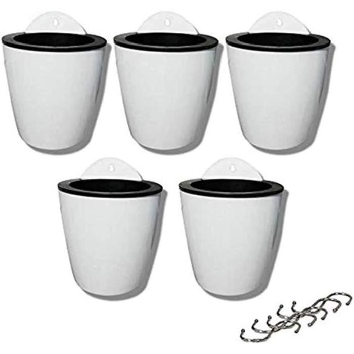 ZYMY Lot de 5 pots de fleurs à suspene avec 5 crochets Blanc450 ...