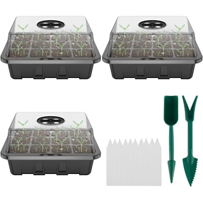 Your's Bath 3 Pack Mini Serre Interieur,12 Cellules Bac Semis avec ...