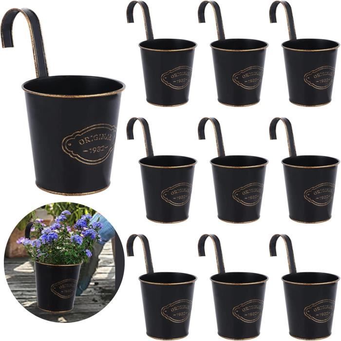 10Pcs Pots De Fleurs En Métal Vintage Jardinière Murale En Fer Pots De ...