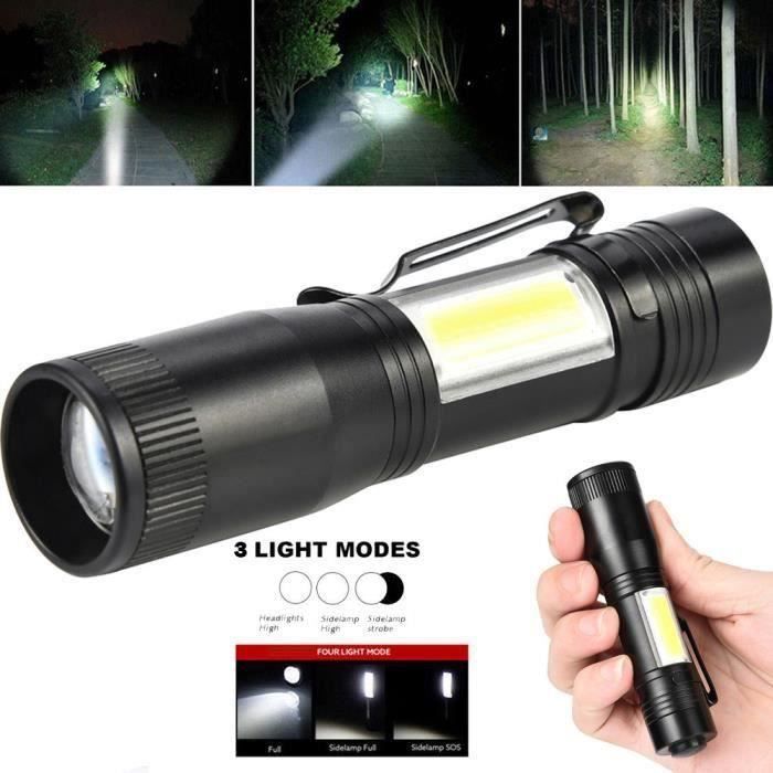LAMPE ELECTRIQUE Outdoor Portable Mini Flashlight Q5 + COB LED Torch ...