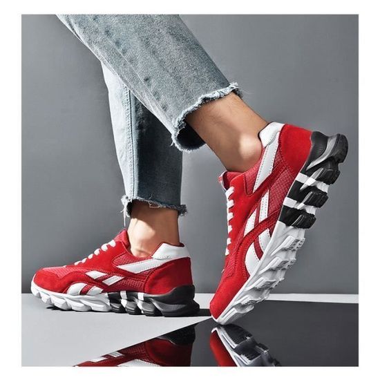Baskets Homme - Fashion - Sneakers Breathable - Rouge - Textile ...
