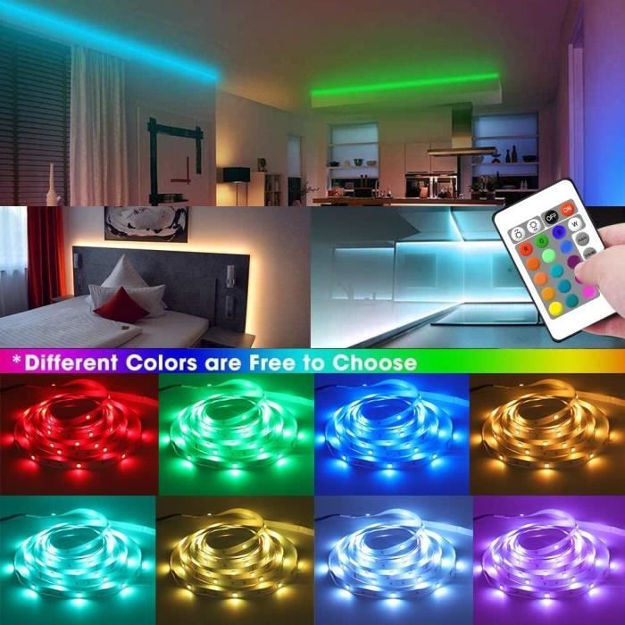 Bande Lumineuse Led Rvb - Dc 12 V 15 M - 2835 - Flexible - Changement De Couleur - Pour ...